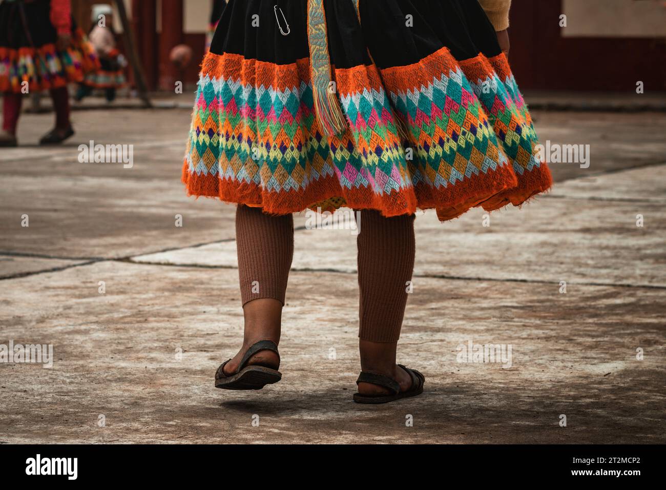 Peruvian women colorful skirt Stock Photo - Alamy