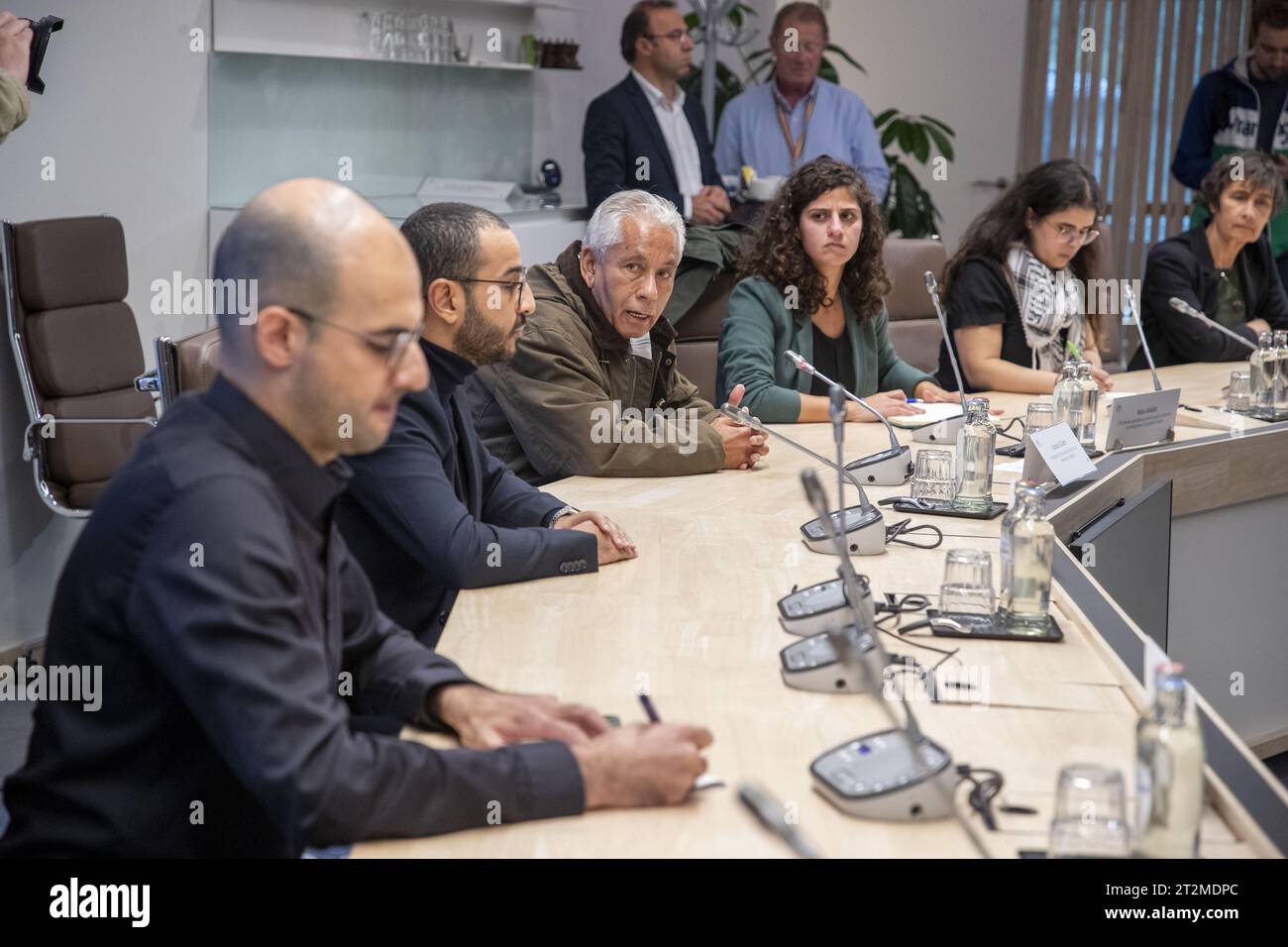 Brussels, Belgium. 20th Oct, 2023. Azar Dakwar, Islam Abu Olwan, Hamdan ...