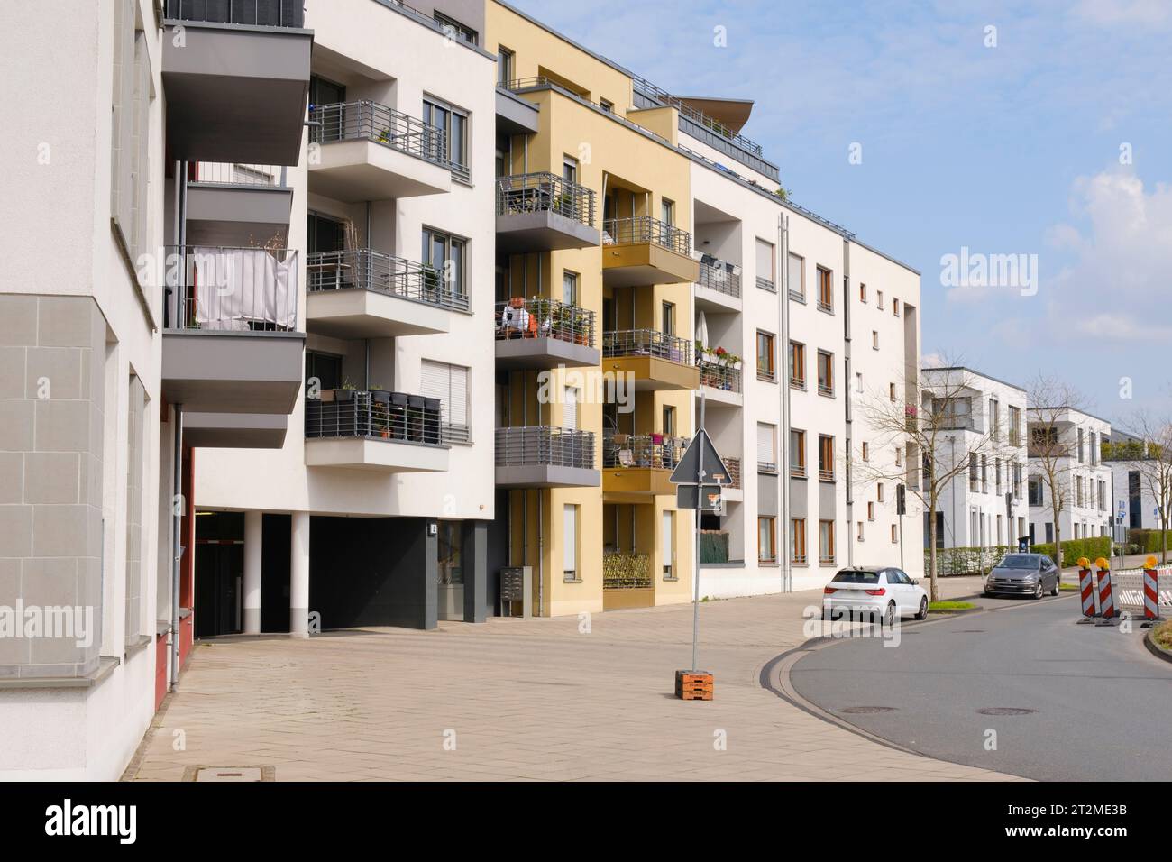 View to modern houses of a colony Stock Photo - Alamy