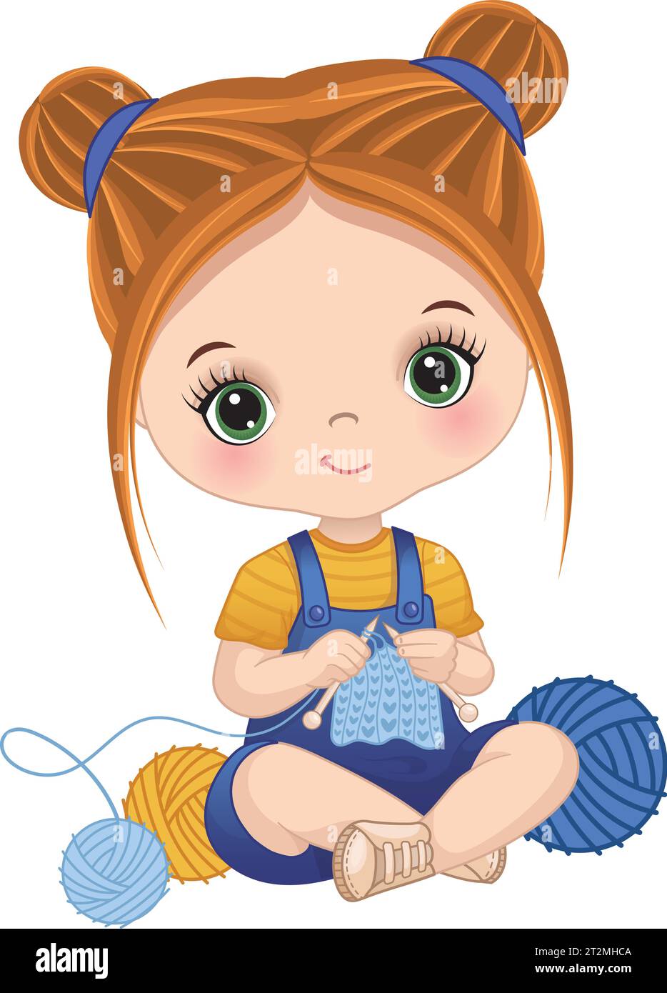 Vector Cute Little Girl Knitting Stock Vector Image & Art - Alamy