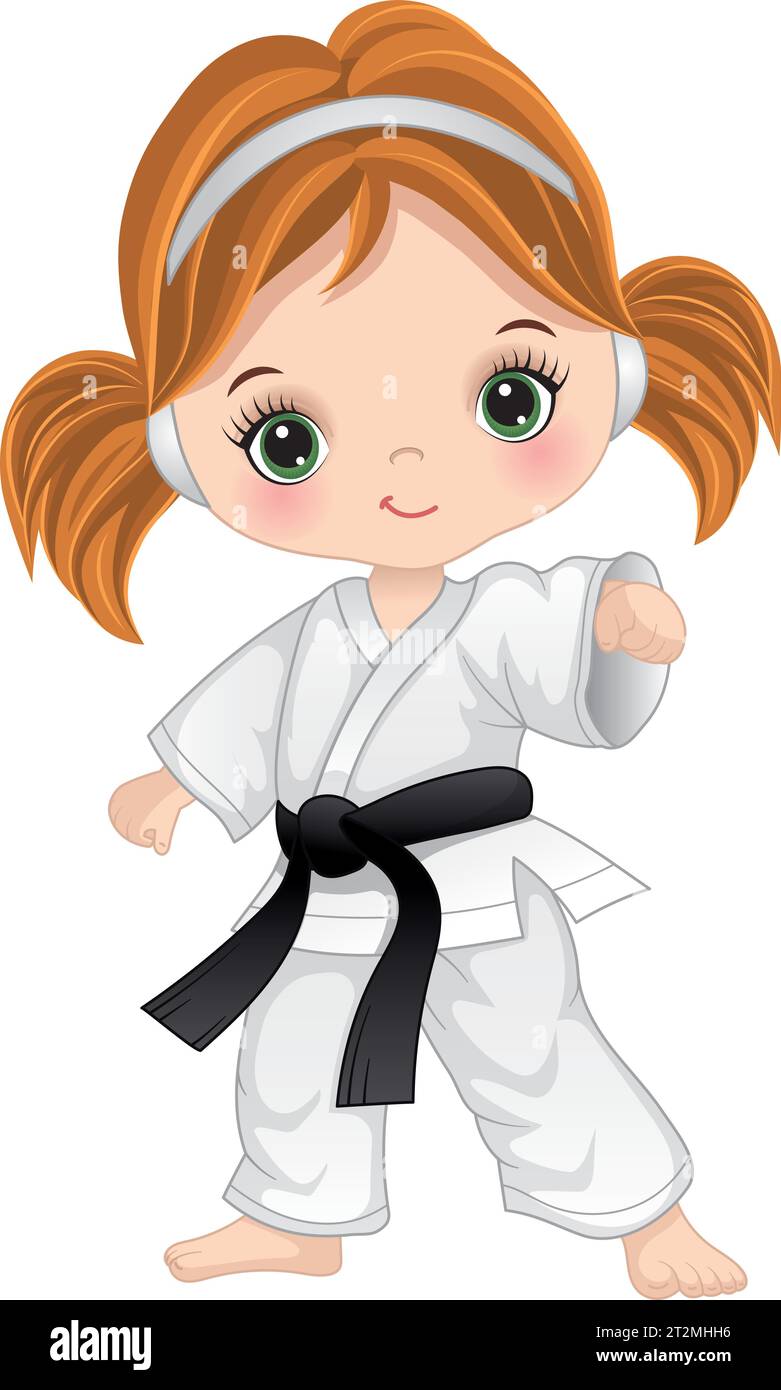 Vector Cartoon Girl Practicing Karate Stock Vector Image & Art - Alamy