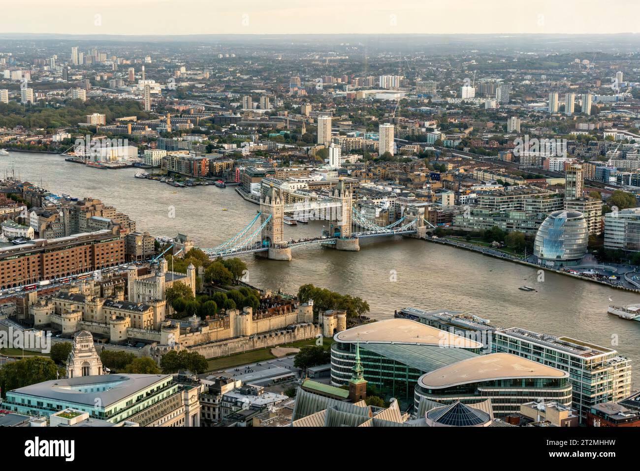 An Aerial View of The Tower of London, River Thames and Tower Bridge ...