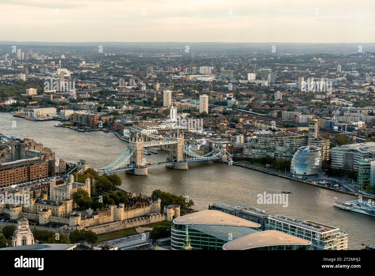An Aerial View of The Tower of London, River Thames and Tower Bridge ...