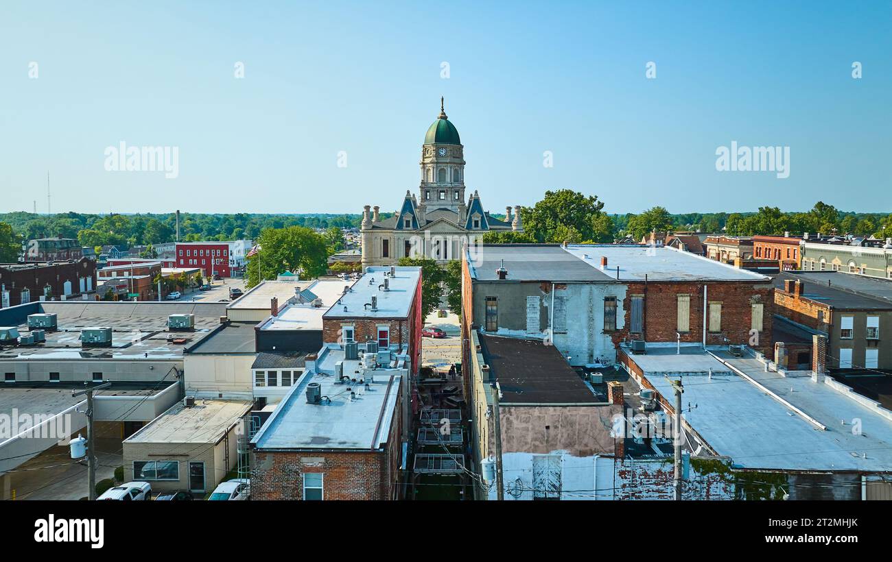 Aerial Columbia City with alleyway leading to courthouse Stock Photo ...