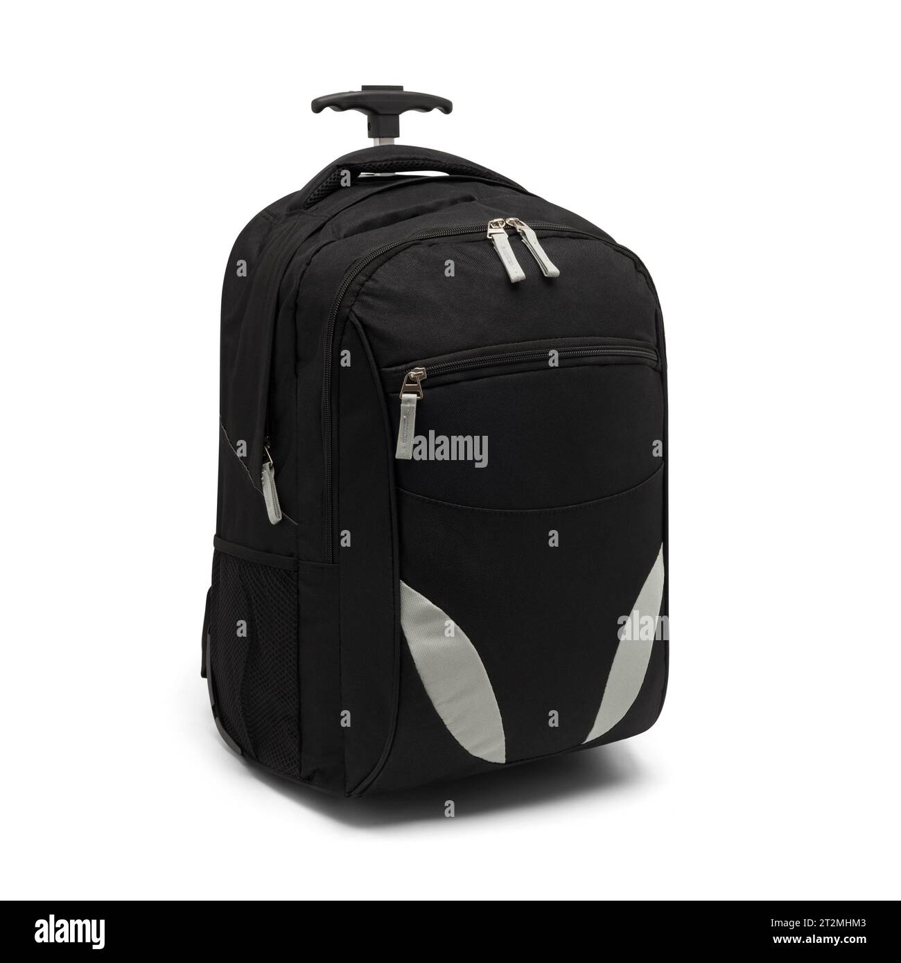 rolling black backpack isolated on white background. travel daypack ...