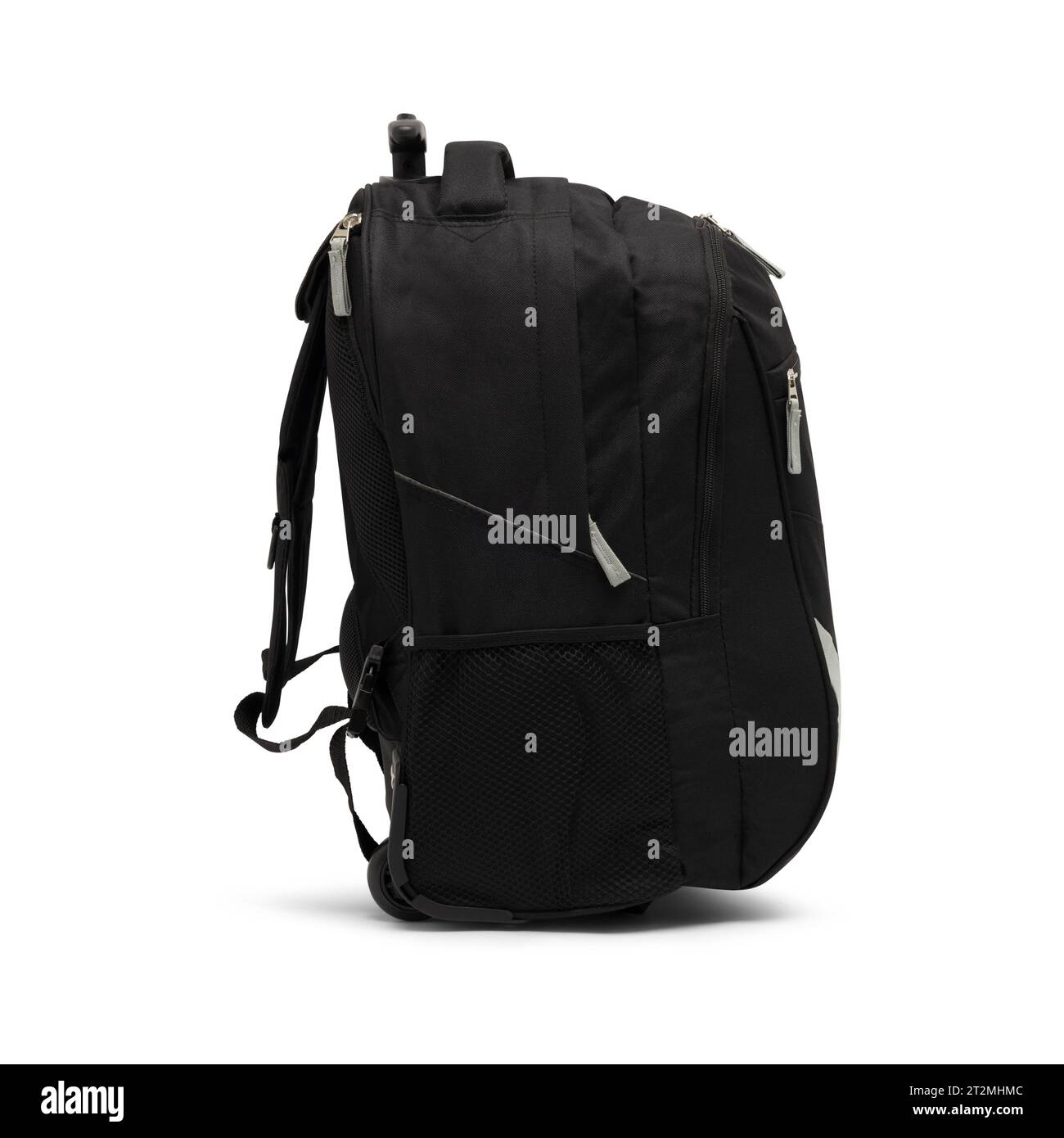 rolling black backpack isolated on white background. travel daypack ...