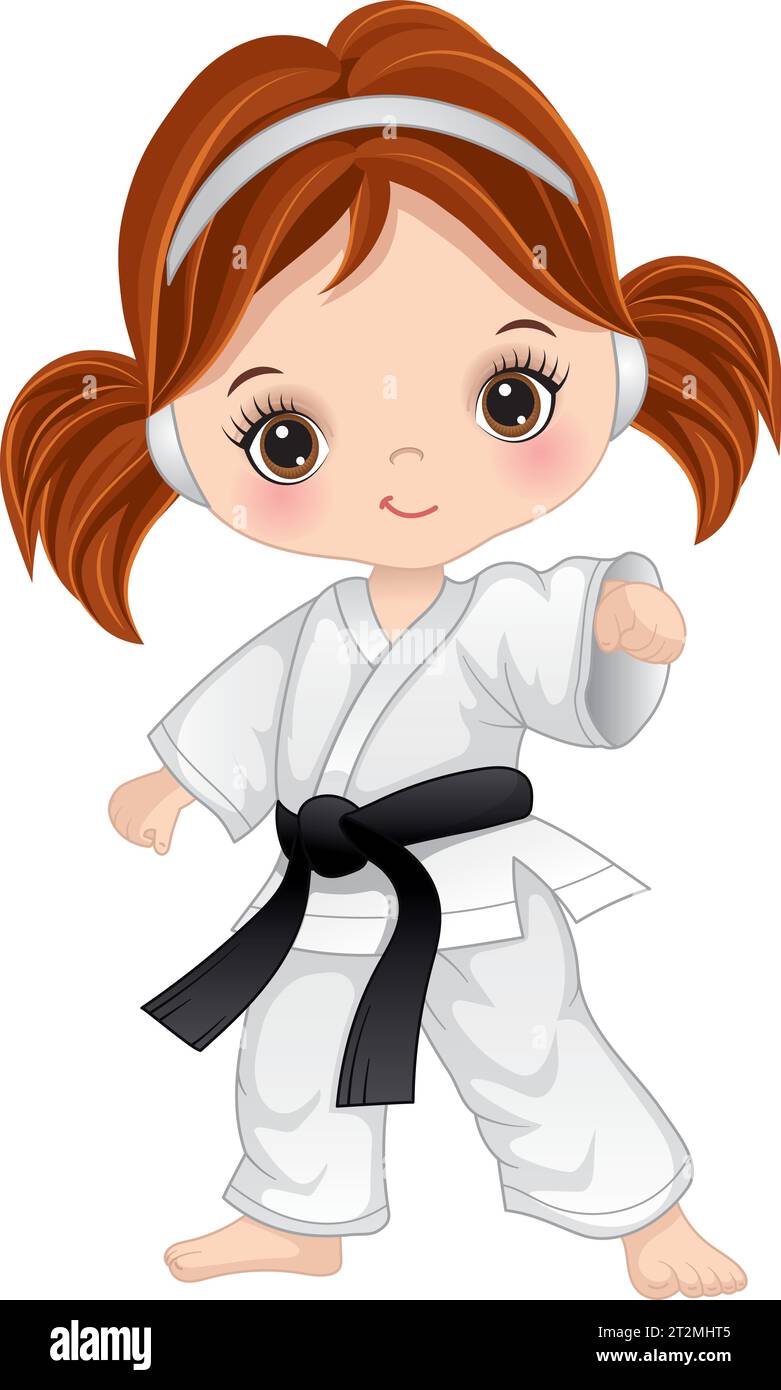 Vector Cartoon Girl Practicing Karate Stock Vector Image & Art - Alamy