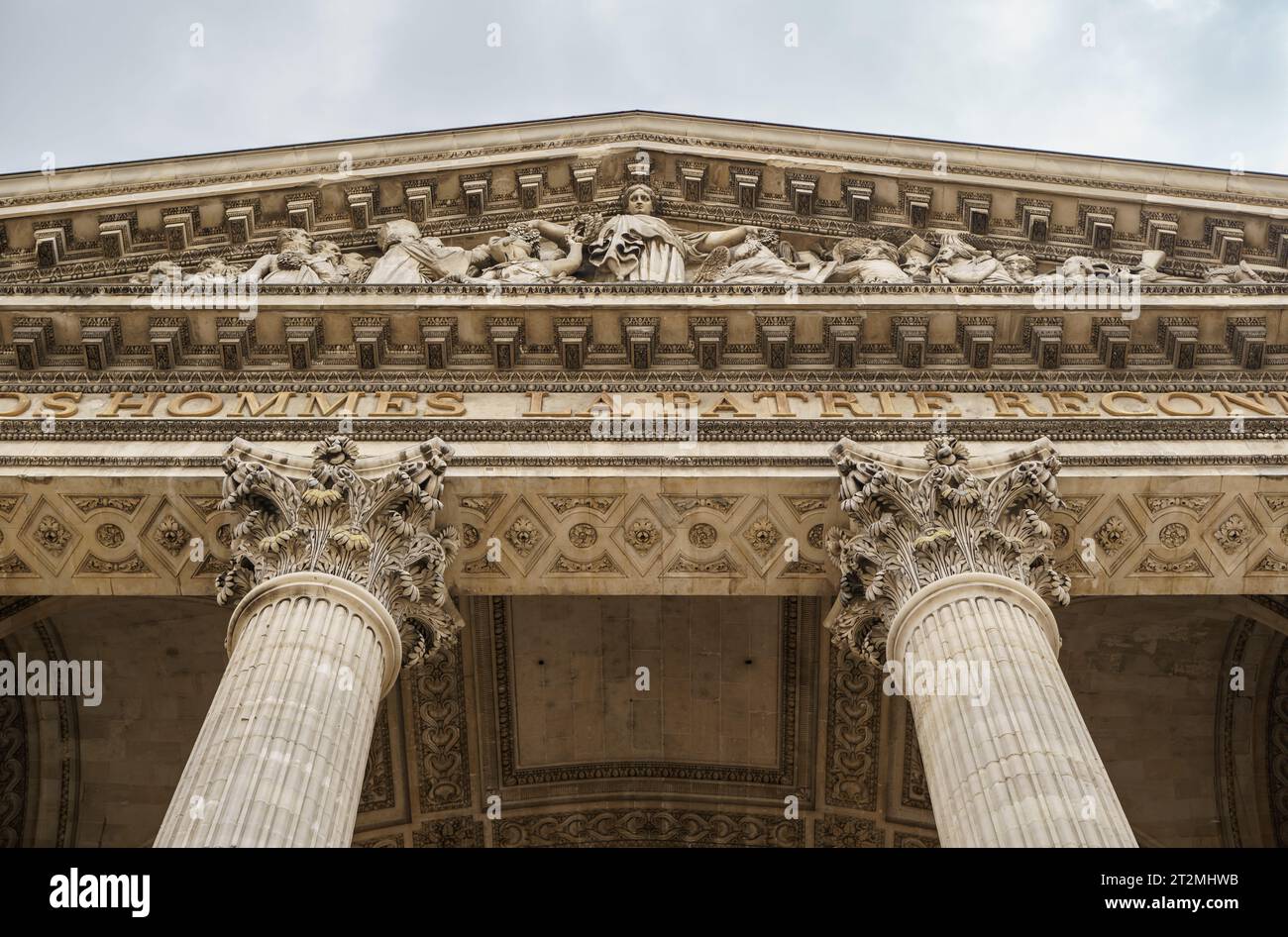 The pediment, with the central figures of the Nation and Liberty on the ...