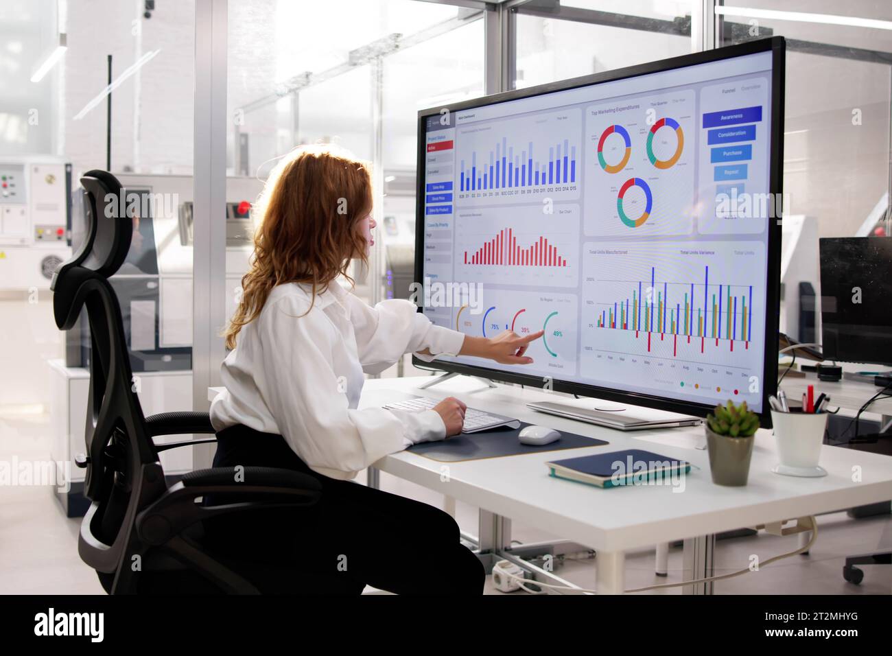 Financial Business Analytics Data Dashboard. Analyst Woman Stock Photo ...