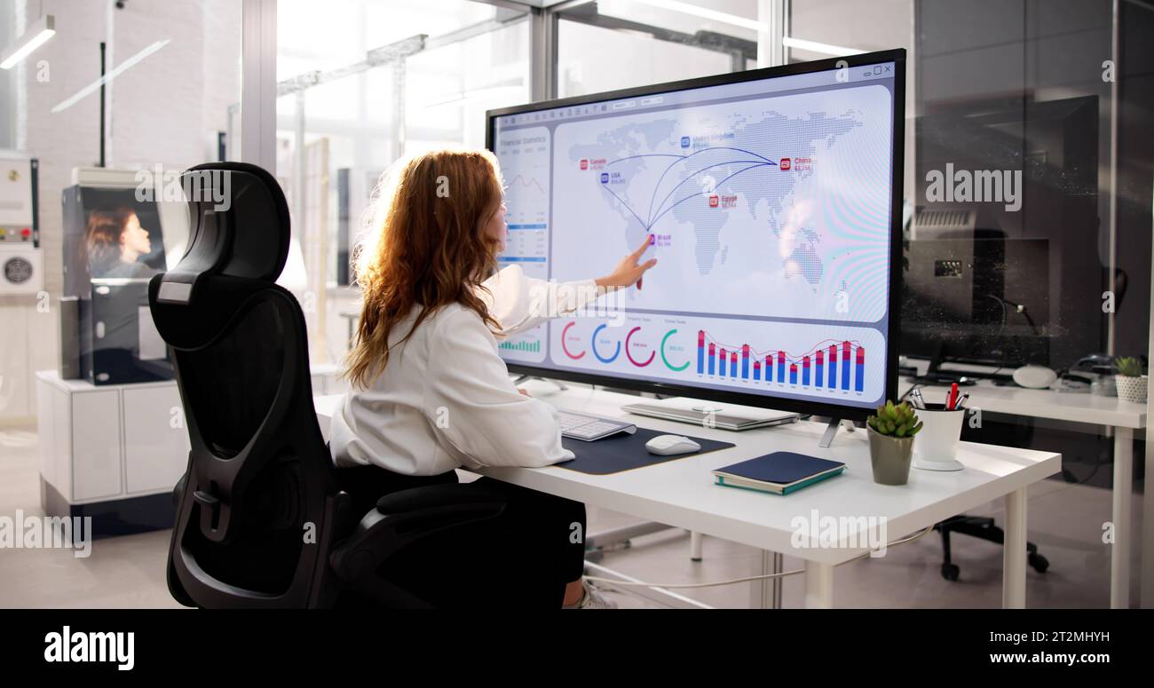 Financial Business Analytics Data Dashboard. Analyst Woman Stock Photo ...