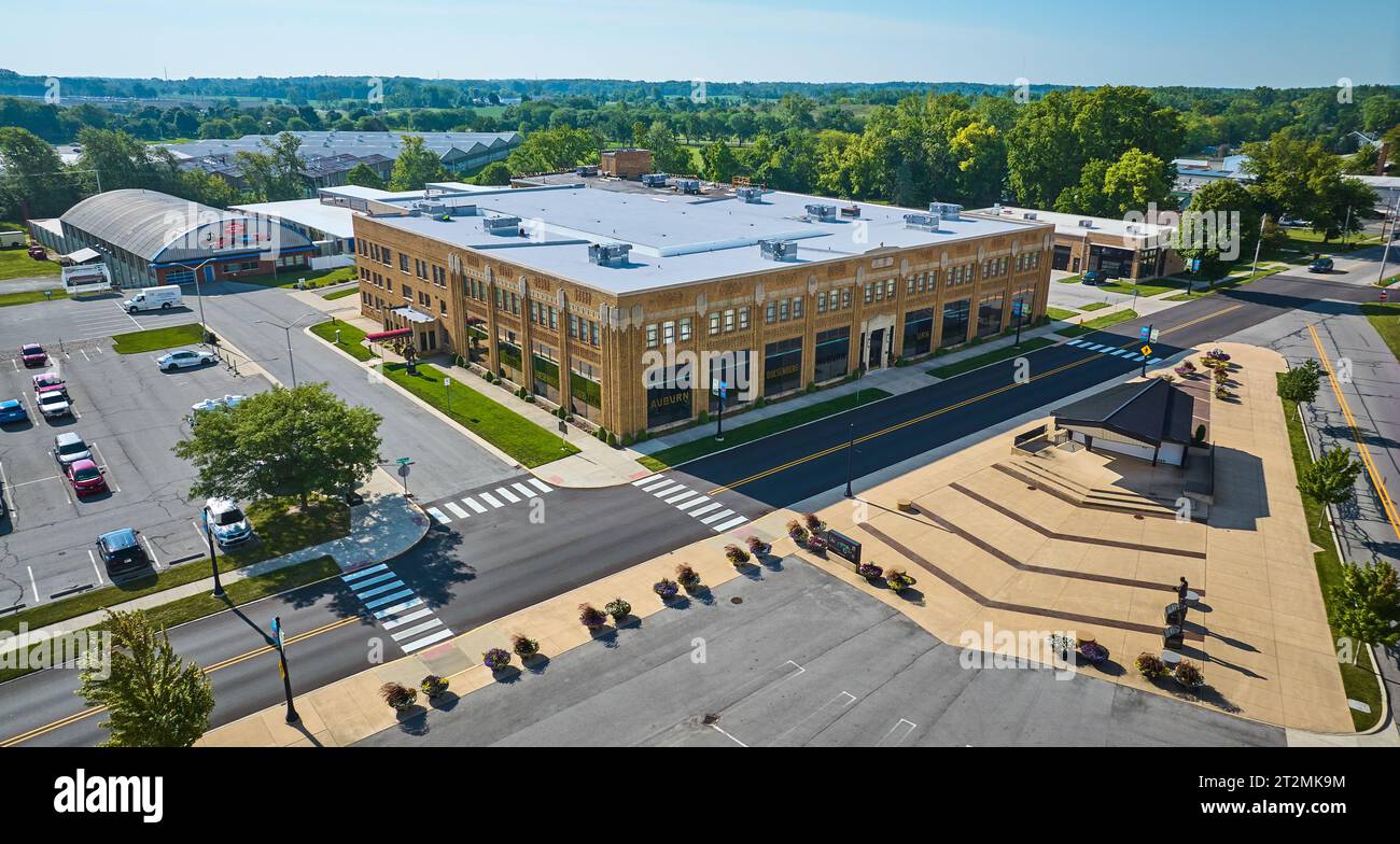 Partially full parking lot aerial outside ACD Automobile Museum Stock ...