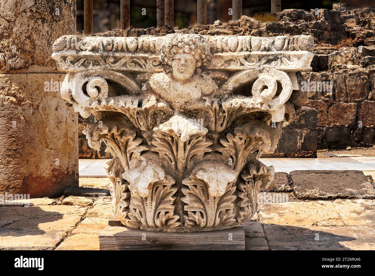 Beit Shean, Israel - August 13, 2023: Ruins of sculptural and ...