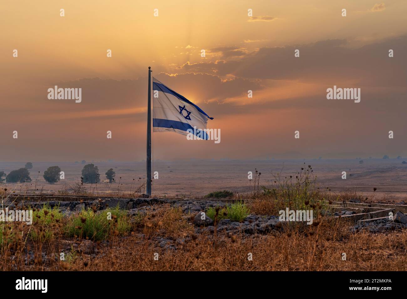 Golan Heights, Israel. A bunker and trenches overlooking the Israeli ...