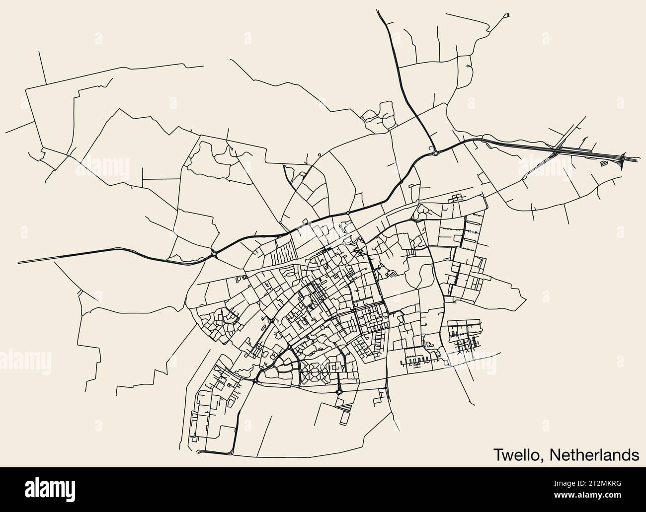 Street roads map of TWELLO, NETHERLANDS Stock Vector Image & Art - Alamy