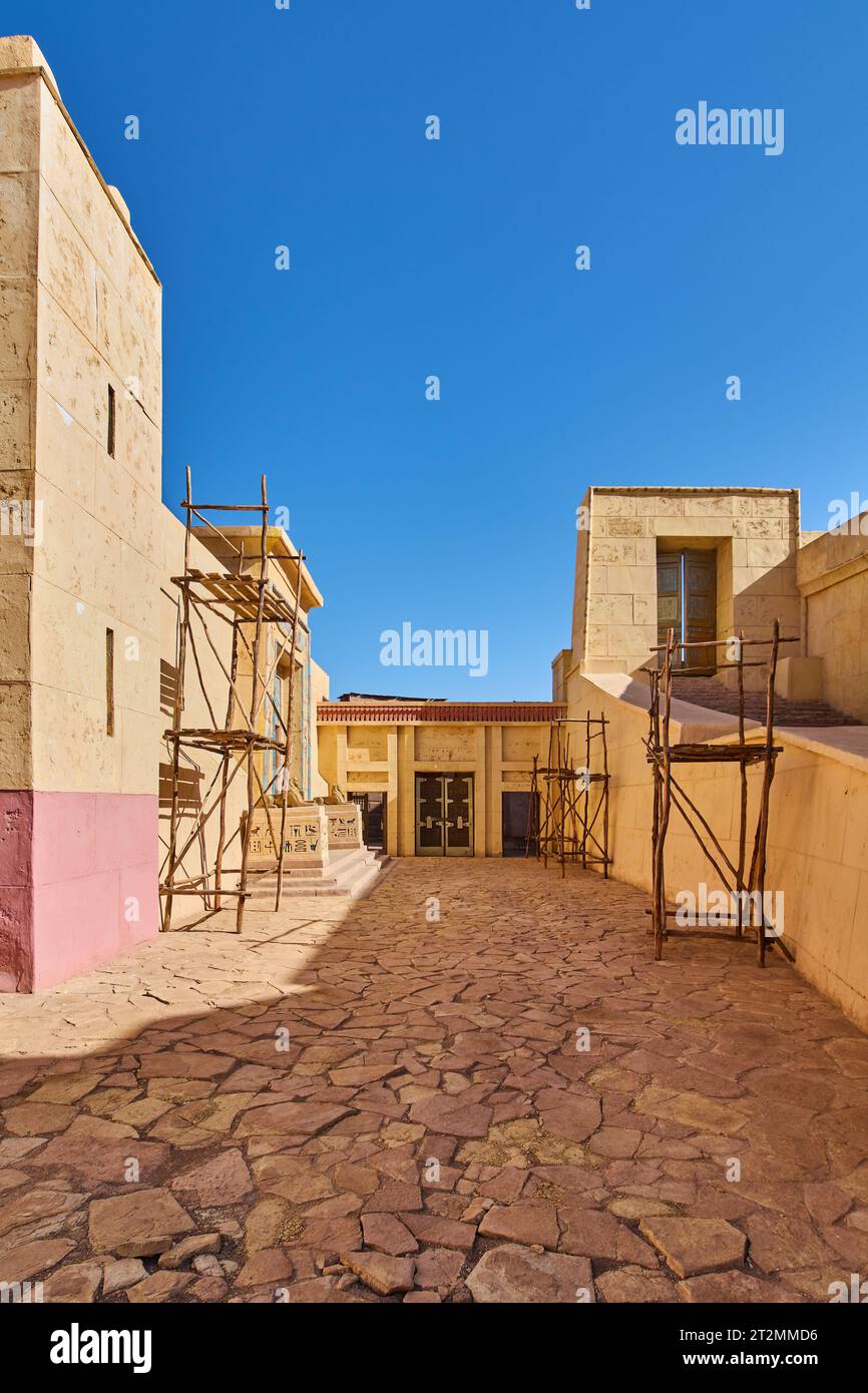 View of traditional Moroccan architecture in a picturesque desert ...