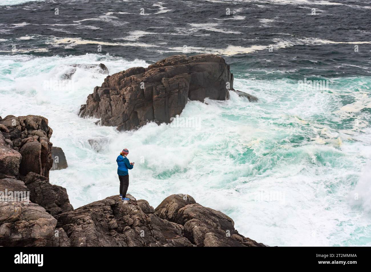 Viewing the crashing waves from the clifftops near Kinlochbervie ...