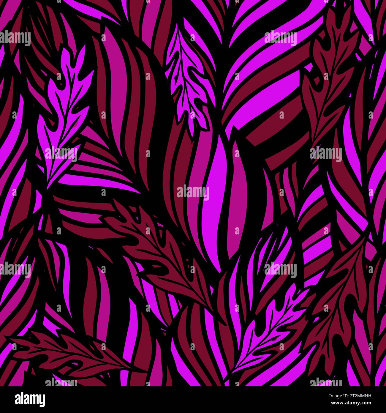 Purple leaves seamless pattern. hand drawing. Not AI, Illustrat3 ...