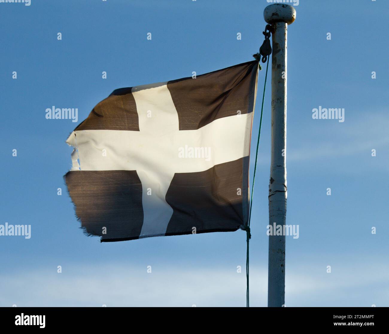 St Piran's Flag. Saint Piran, patron saint of Cornwall or Kernow, United Kingdom. County flag of ...