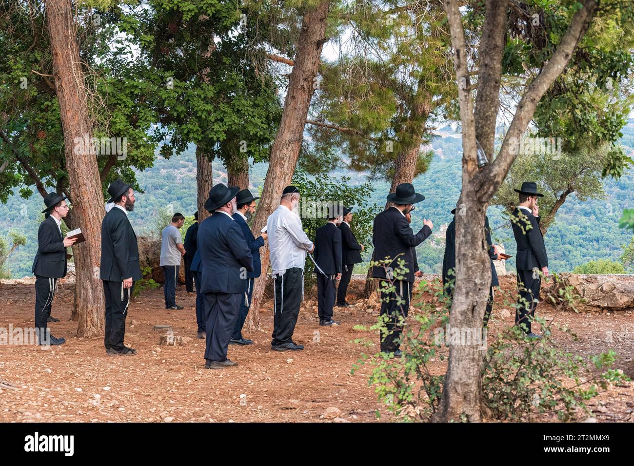 Galilee, Israel – 08-14-2023: Orthodox men praying in the Upper Galilee ...