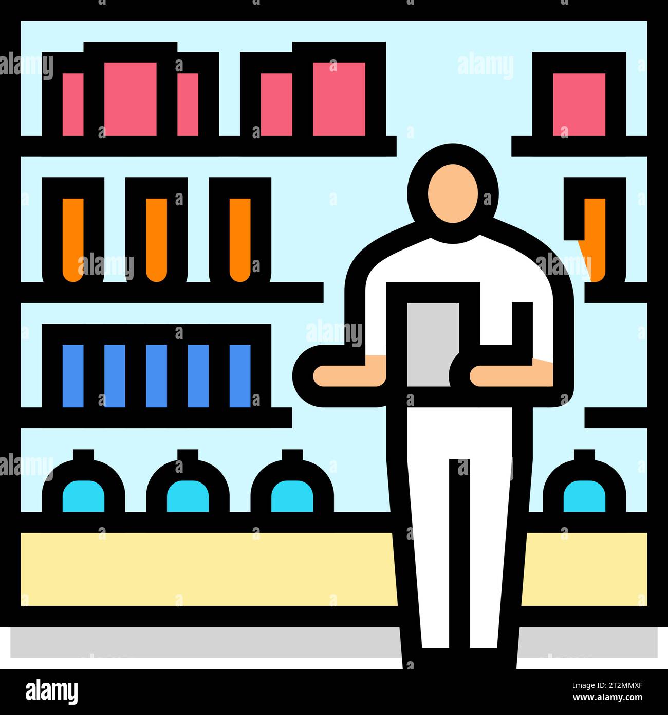 pharmacy inventory pharmacist color icon vector illustration Stock ...