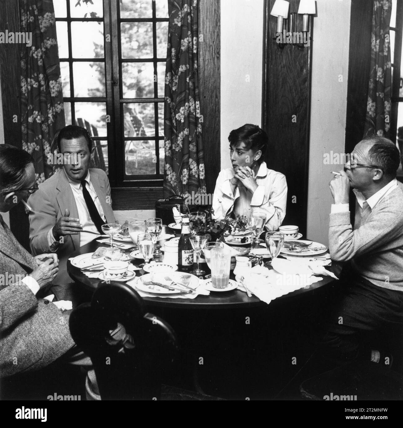 WILLIAM HOLDEN, AUDREY HEPBURN and BILLY WILDER in SABRINA (1954), directed by BILLY WILDER ...