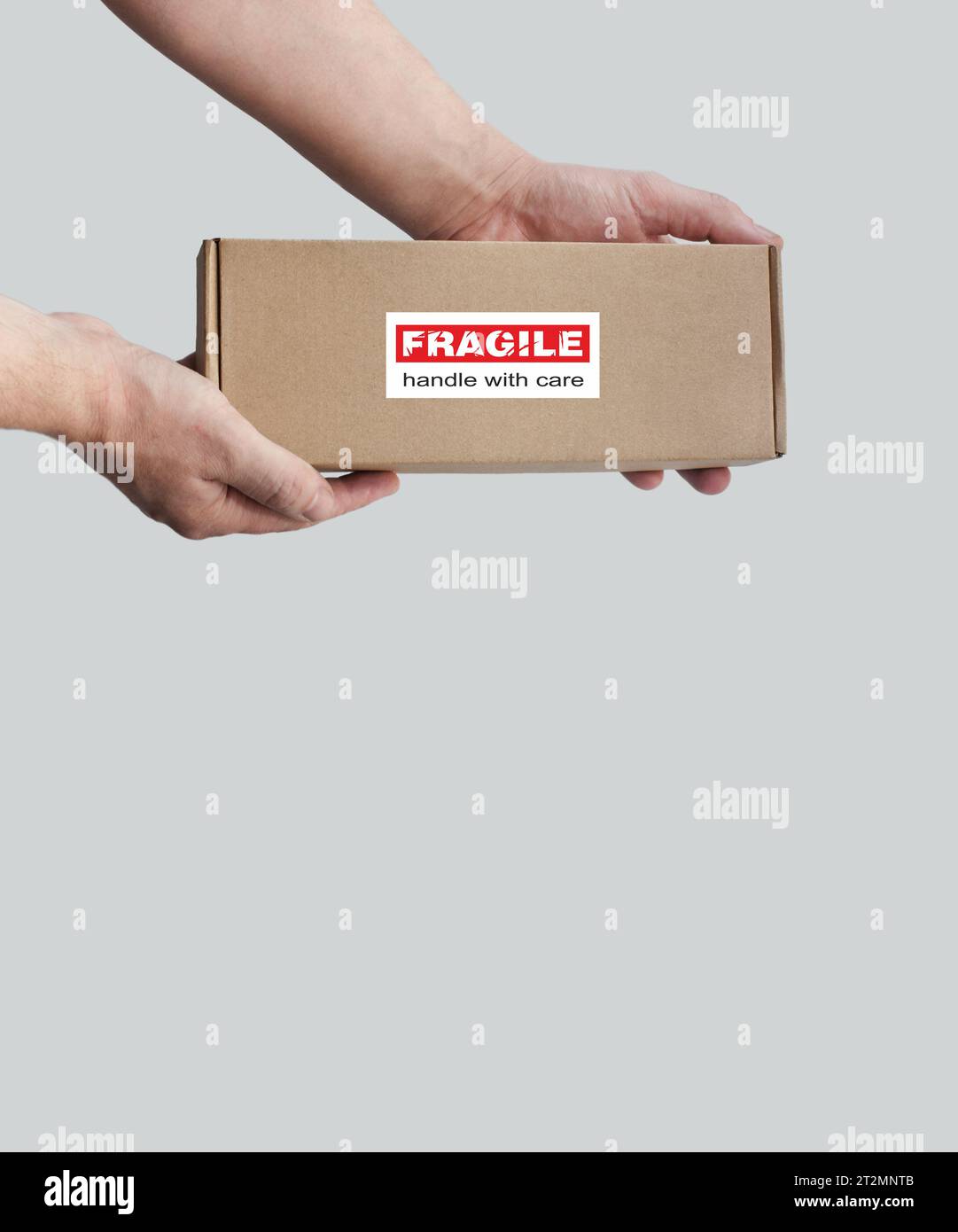 A rectangular cardboard box. Monochrome light background. An adhesive ...
