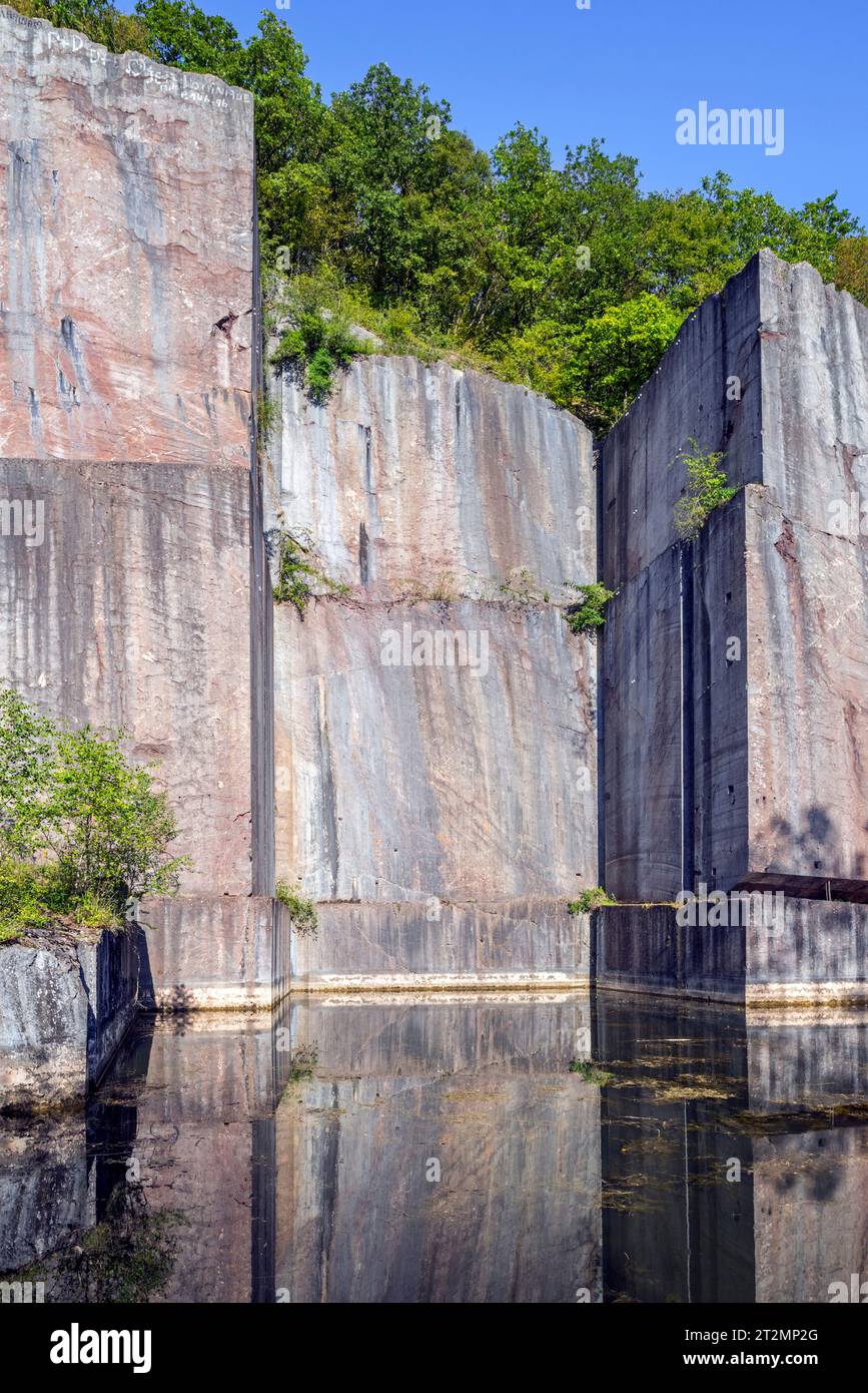 Abandoned red marble quarry Carrière de Beauchâteau at Senzeilles ...