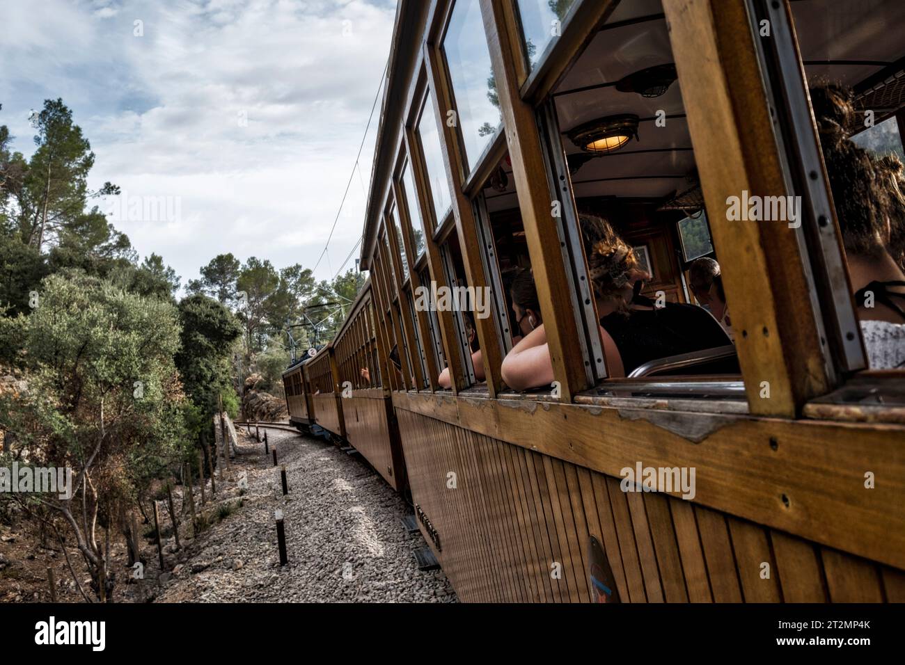 Wooden train and tram, Soller, Mallorca, Spain Stock Photo - Alamy