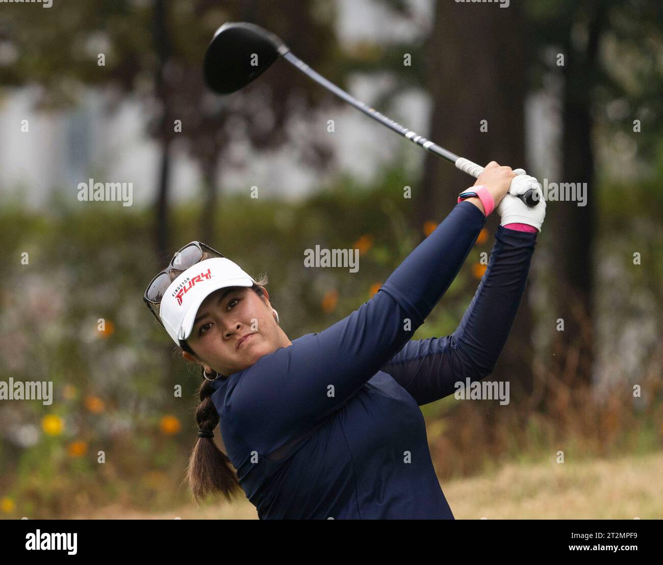 Paju, South Korea. 19th Oct, 2023. Lilia Vu from America, plays drives from a tee shot 3th hall ...