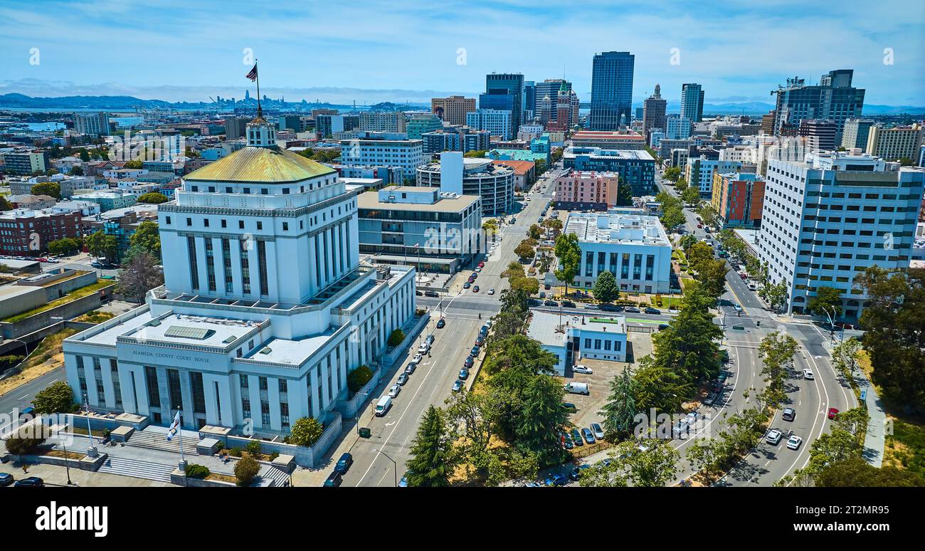 Aerial downtown Oakland California with view of courthouse and other ...