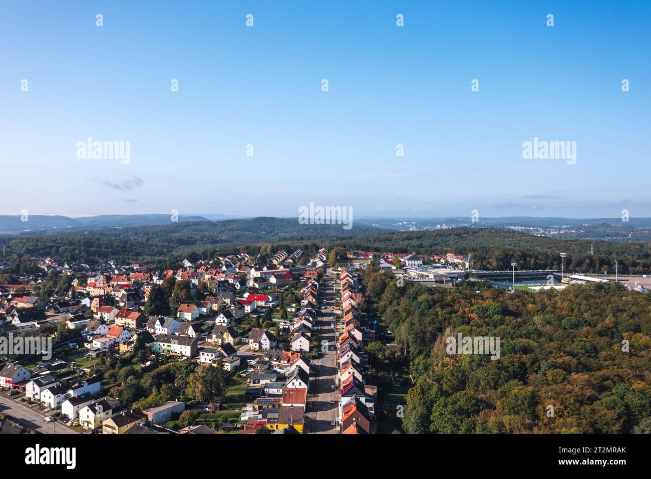 Spiesen-Elversberg, Neunkirchen, Saarland, Germany. Aerial autumn view ...