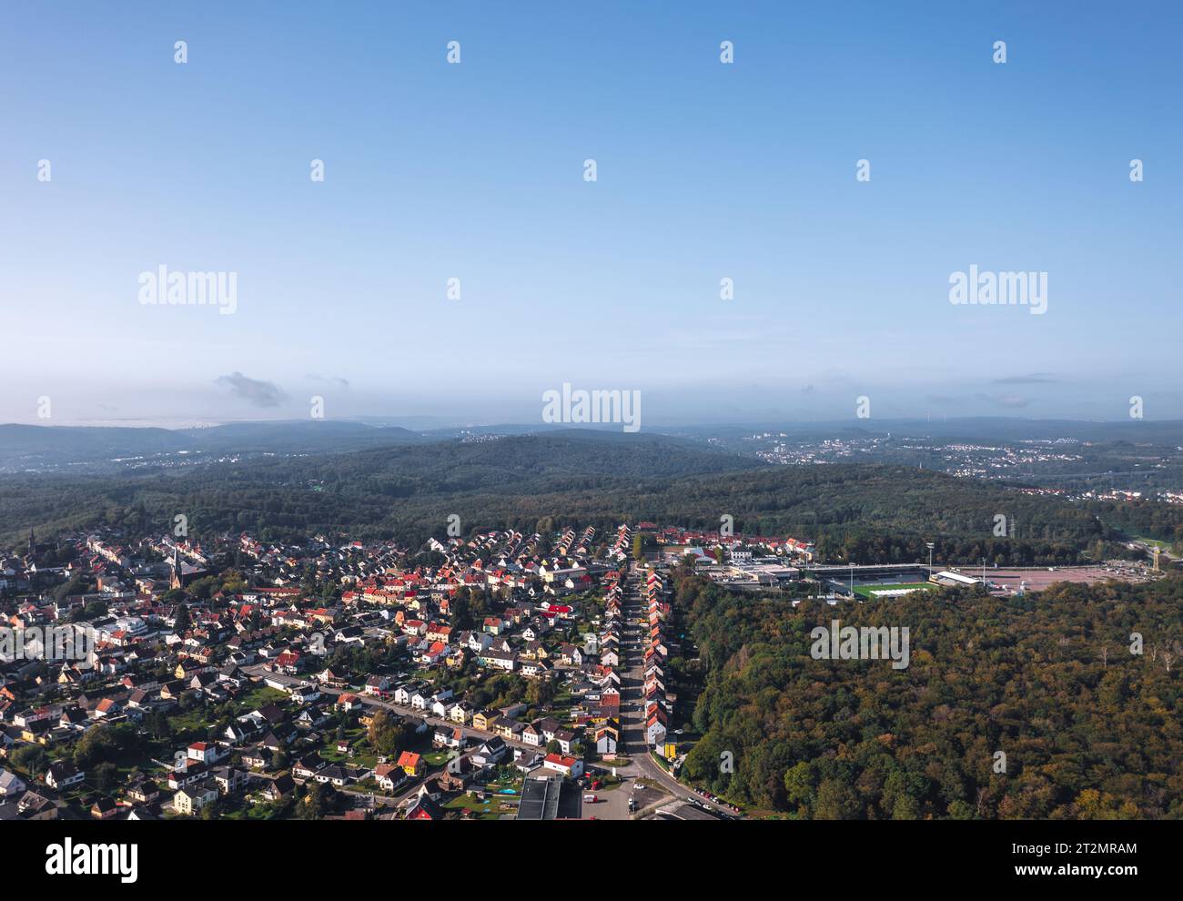 Spiesen-Elversberg, Neunkirchen, Saarland, Germany. Aerial autumn view ...