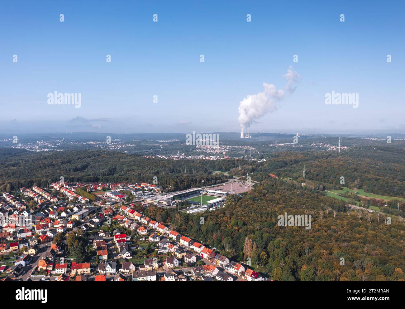 Spiesen-Elversberg, Neunkirchen, Saarland, Germany. Aerial autumn view ...