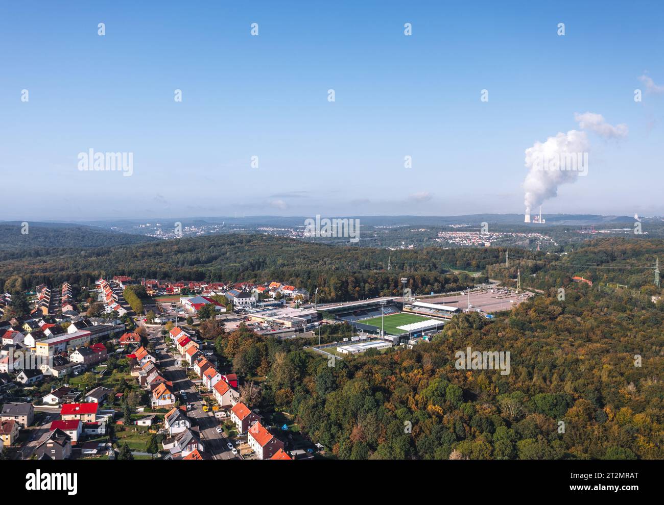 Spiesen-Elversberg, Neunkirchen, Saarland, Germany. Aerial autumn view ...