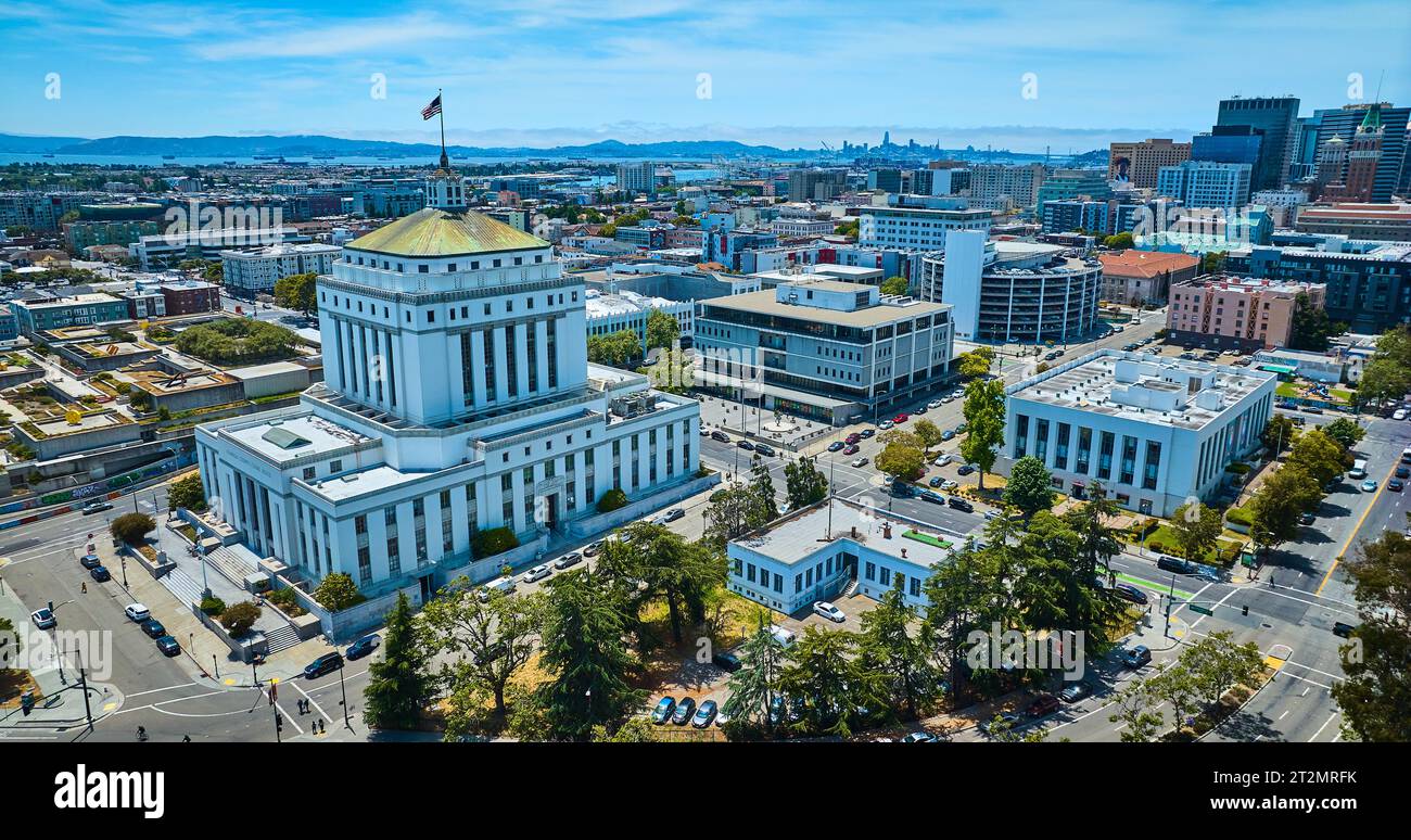 Aerial Alameda County Superior Courthouse in downtown Oakland ...