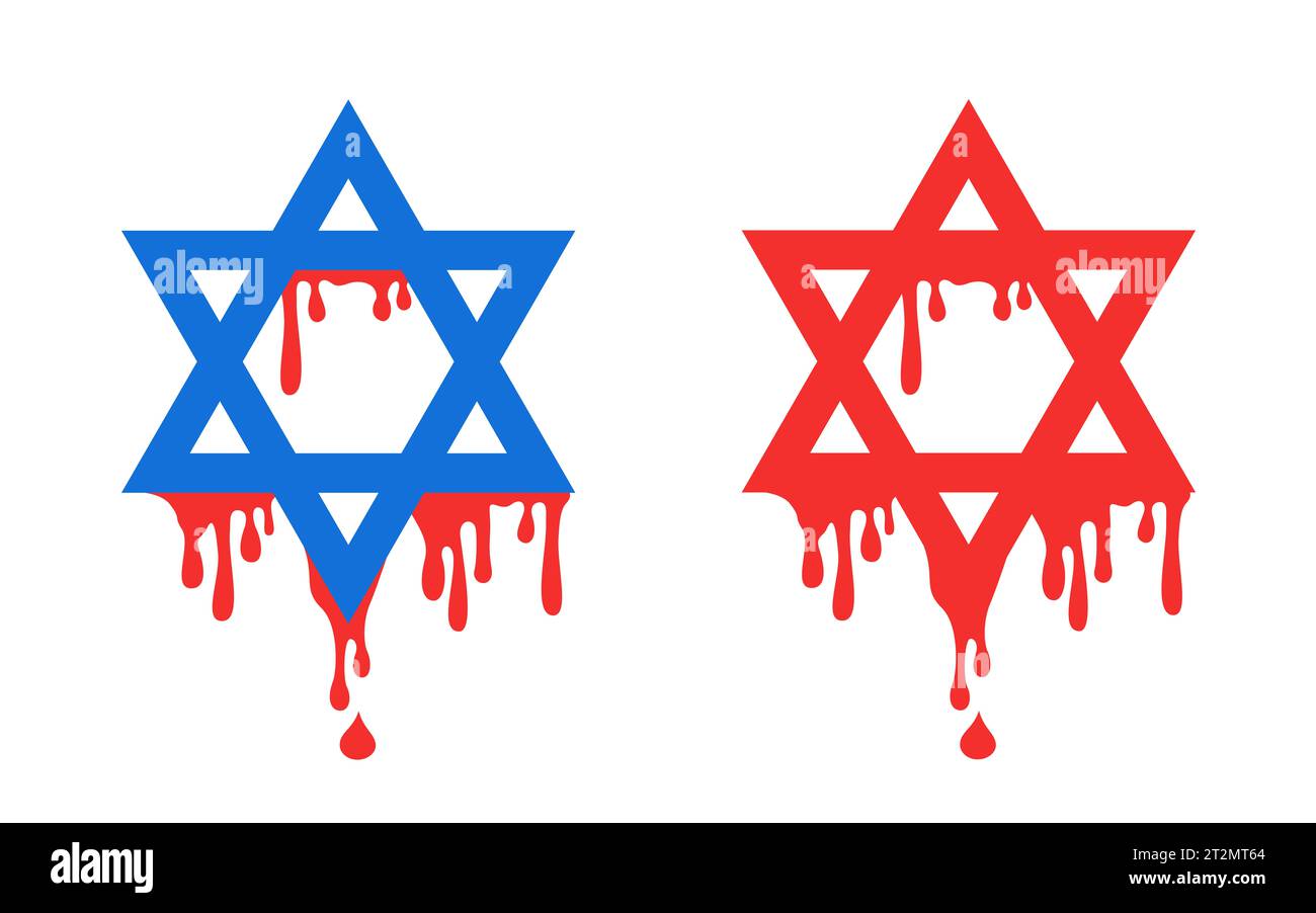 Israel and Israeli star of David with blood and bloody drops. Country ...