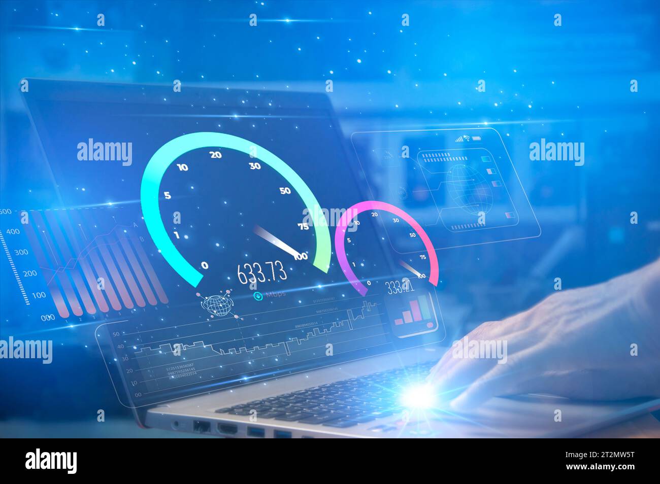 fast internet connection speedtest network bandwidth technology Man ...