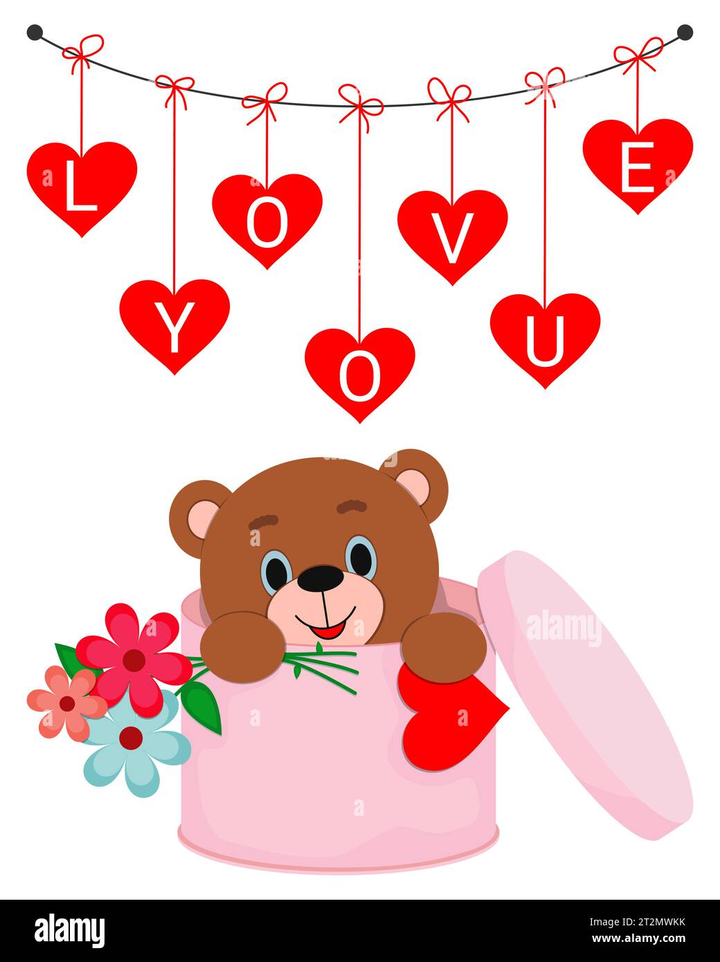 Vector Illustration Valentine S Day Card With Teddy Bear Love You