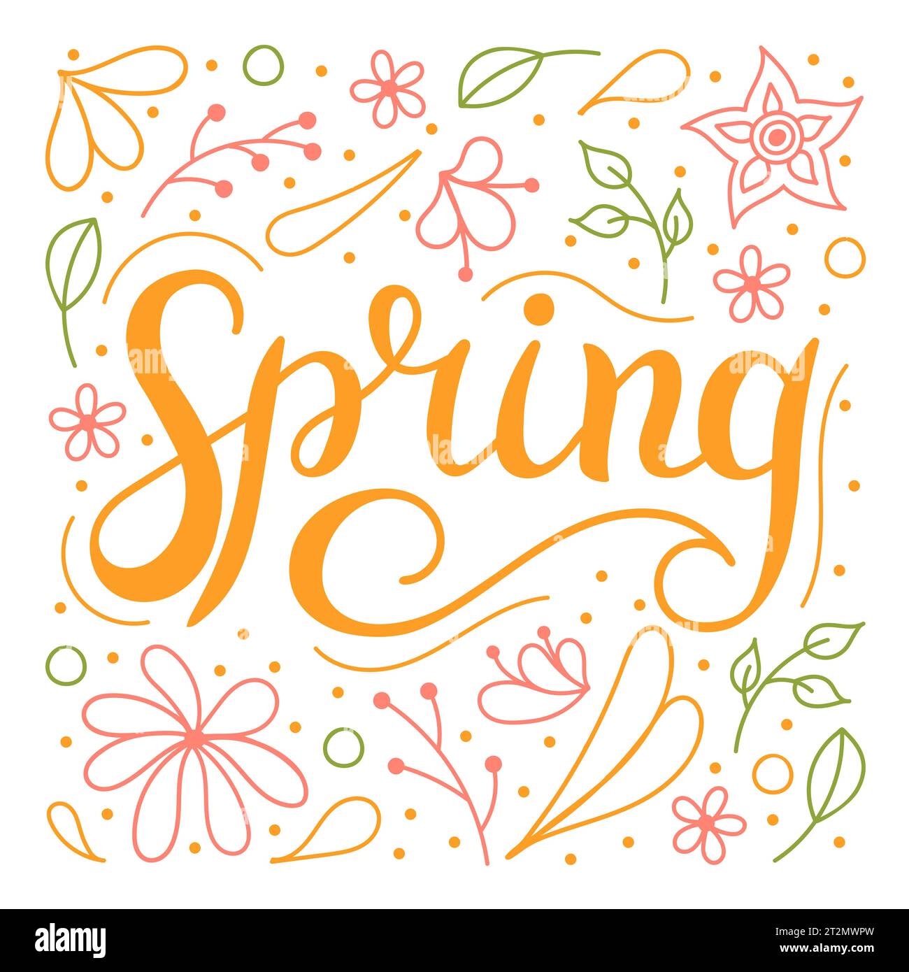 Spring - design hand lettering. Inscription on white background Stock ...