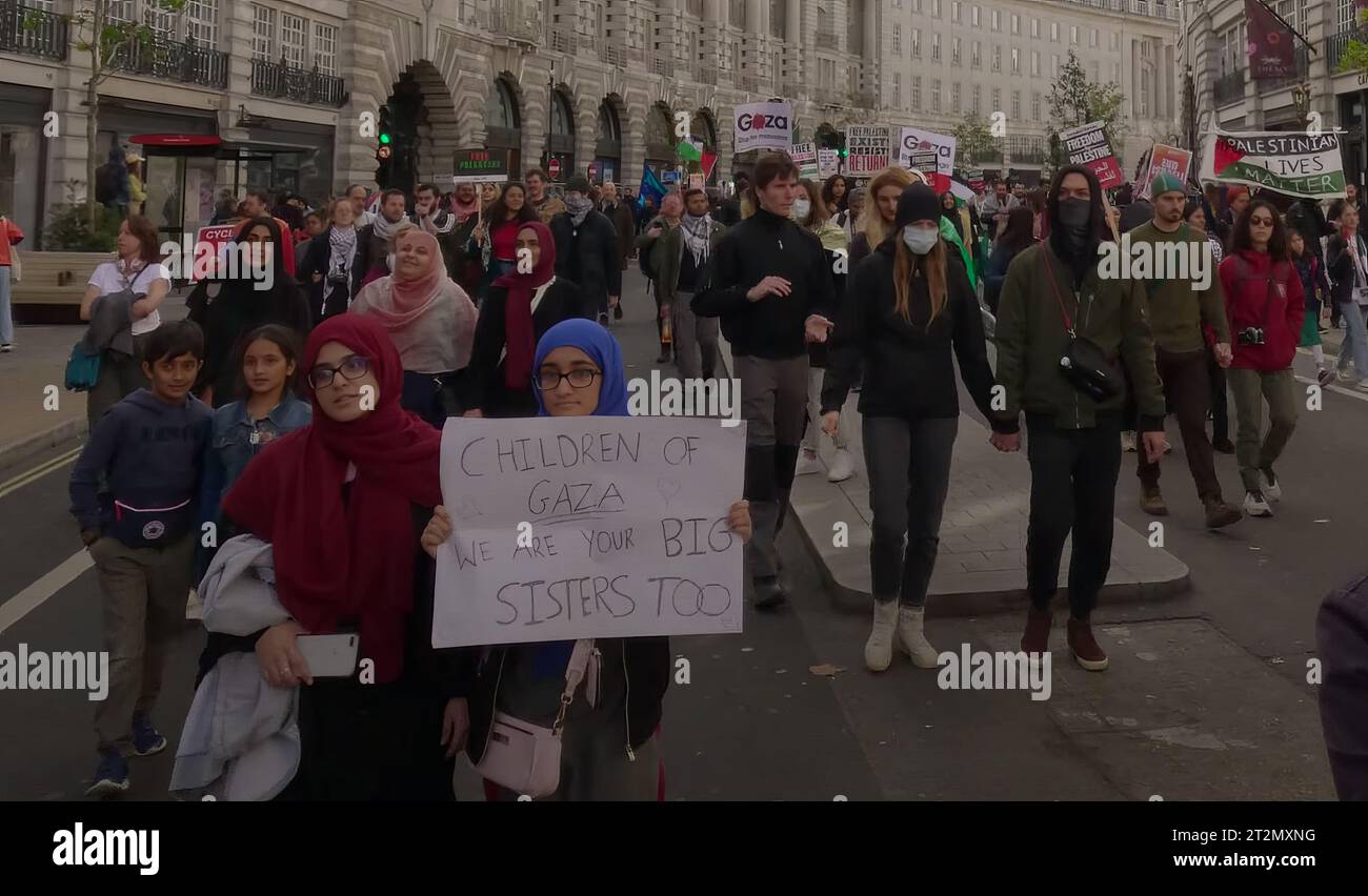 London UK 15th October 2023 Pro-Palestinian march in London over Gaza draws thousands Stock ...