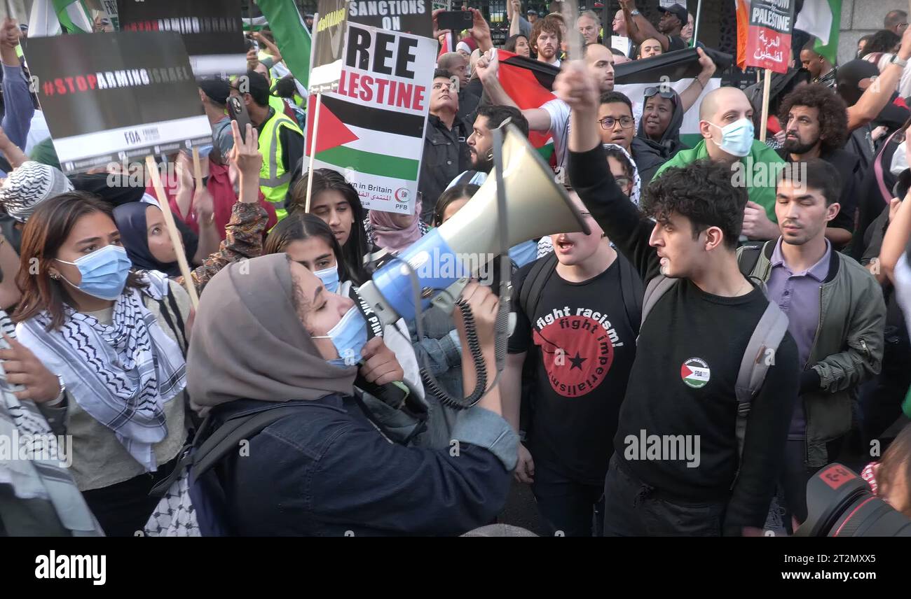 London UK 15th October 2023 Pro-Palestinian march in London over Gaza draws thousands Stock ...