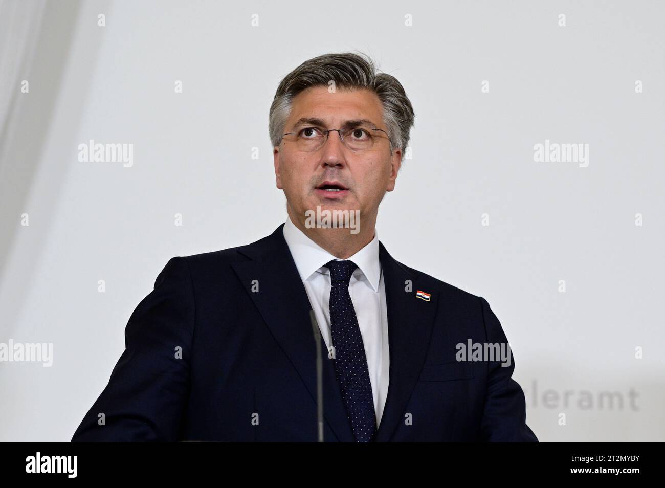 Vienna, Austria. 20th Oct, 2023. Press statements by Croatian Prime ...