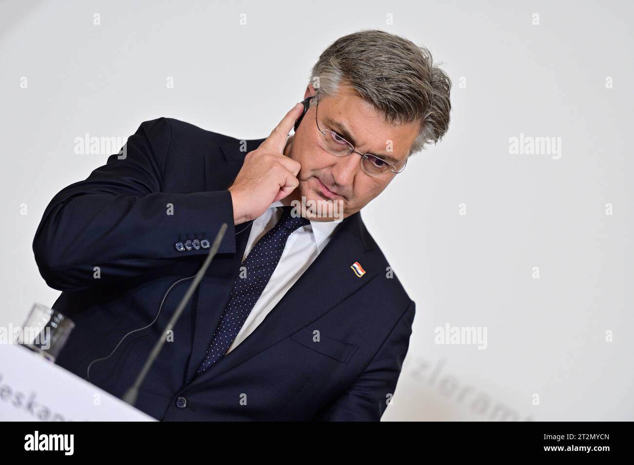 Vienna, Austria. 20th Oct, 2023. Press statements by Croatian Prime ...