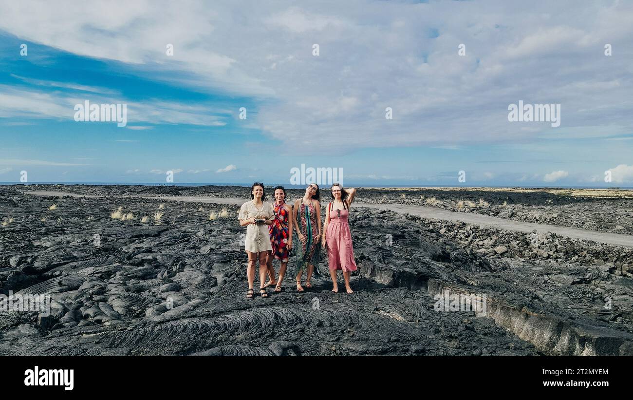 Chain of Craters Road in Hawaii Volcanoes National Park is vivid with ...
