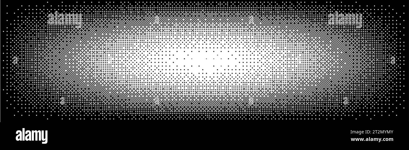 Black and white pixel halftone radial gradient pattern. Texture of ...