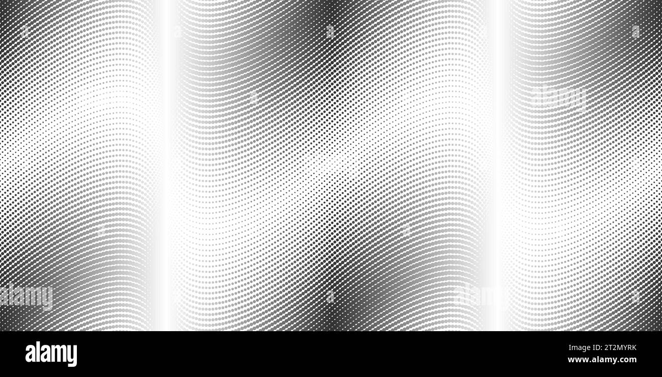 Black half tone waves on white background seamless pattern. Polka dot ...