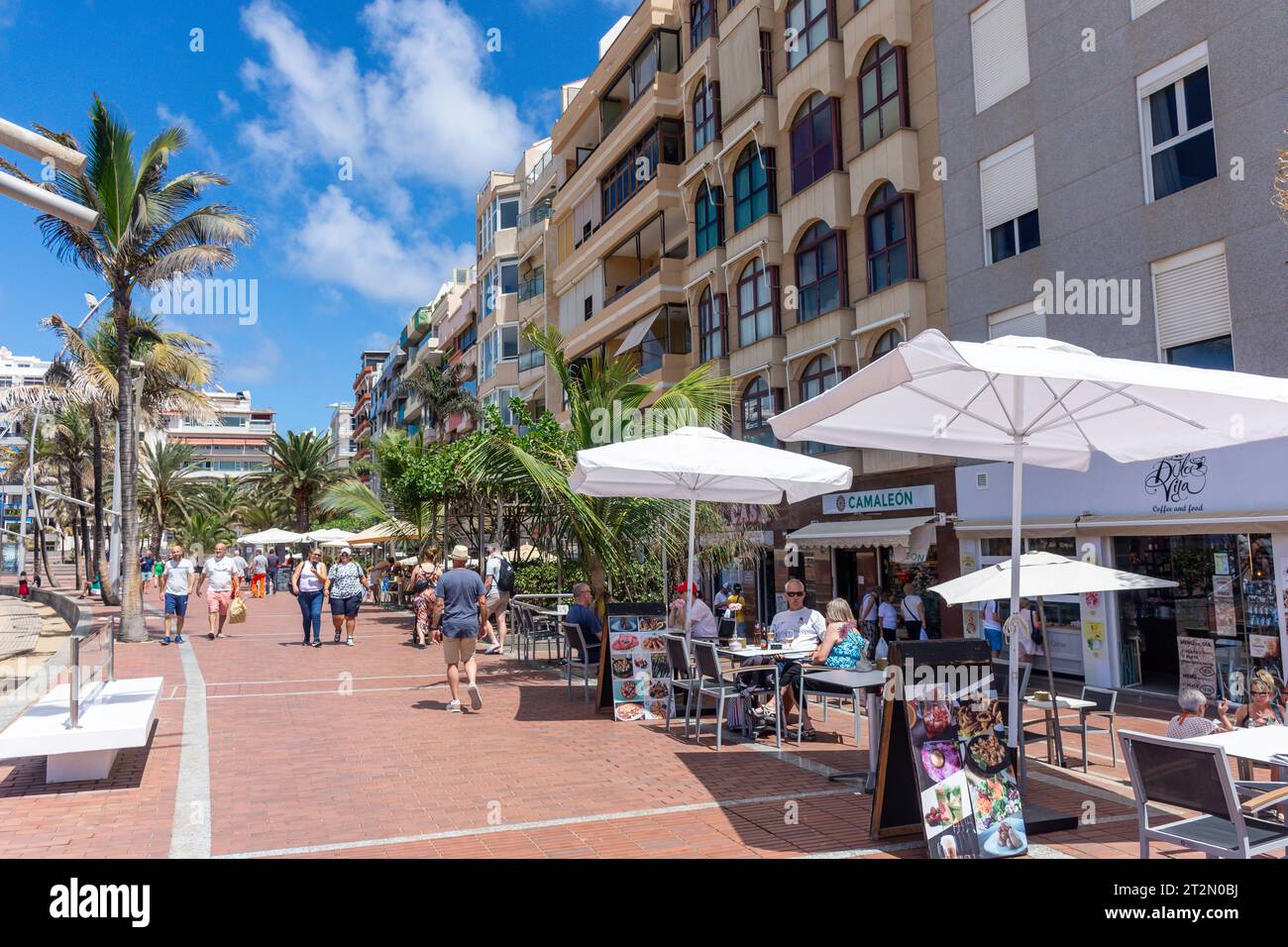 Beach promenade bars, Paseo las Canteras, Playa de las Canteras, Las ...