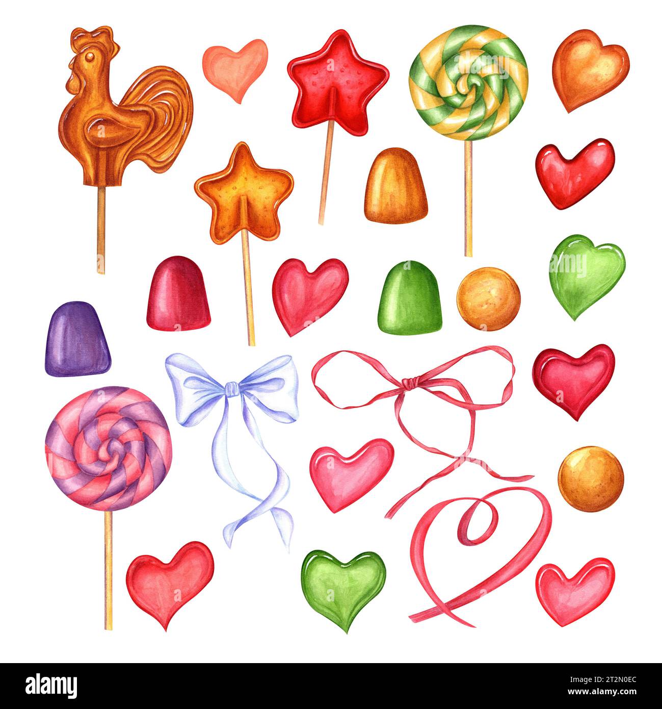 Set of caramels of different colors and shapes. Lollipops in the shape ...
