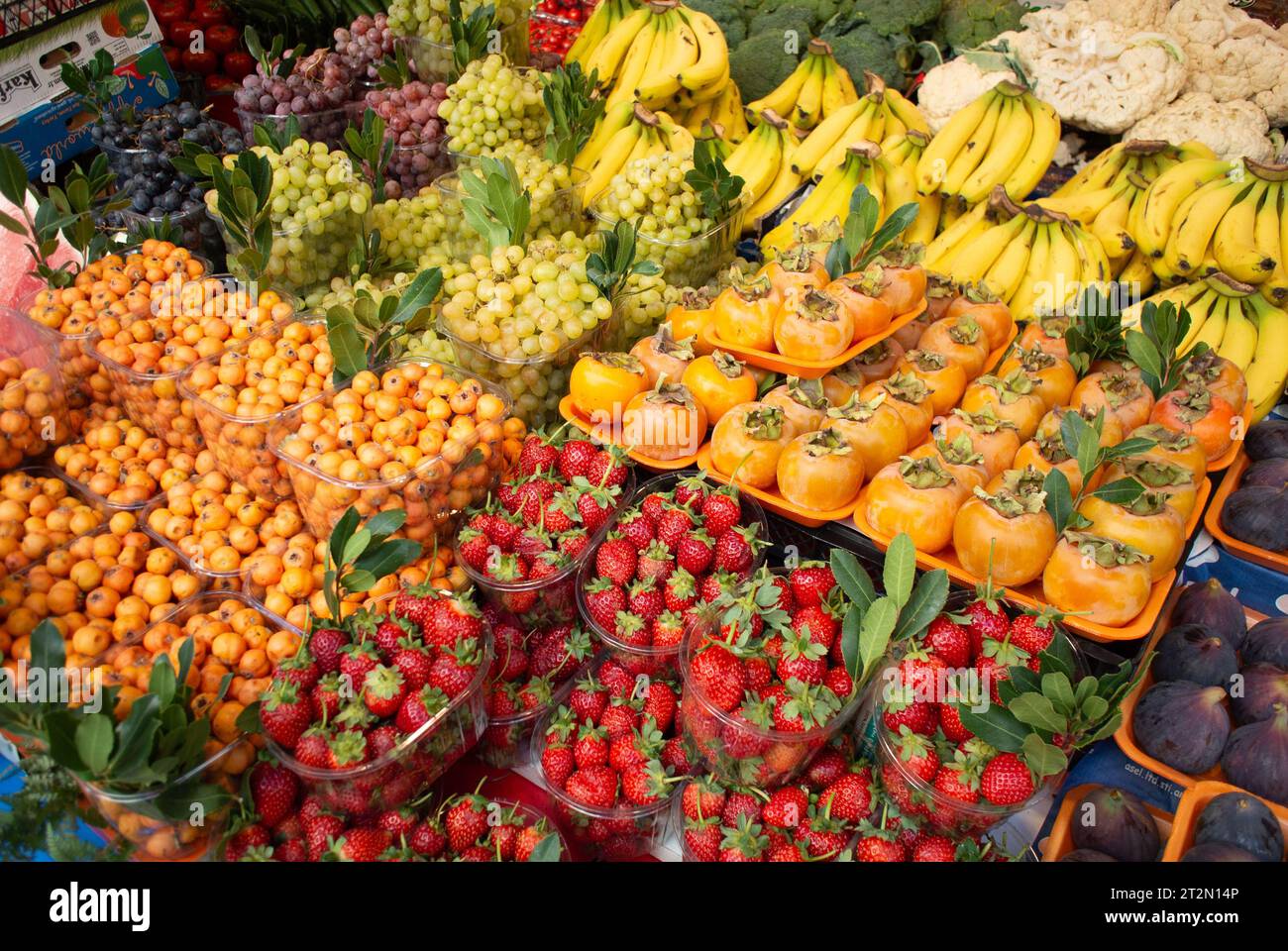 Istanbul, Turkey, Fruits at a greengrocer in the street of Istanbul ...