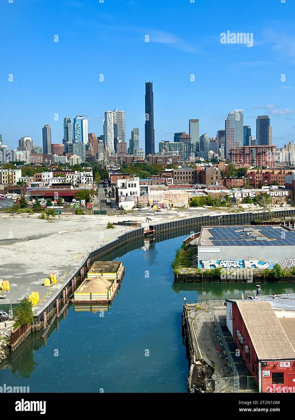 Gowanus Canal with the growing downtown Brooklyn skyline in the ...